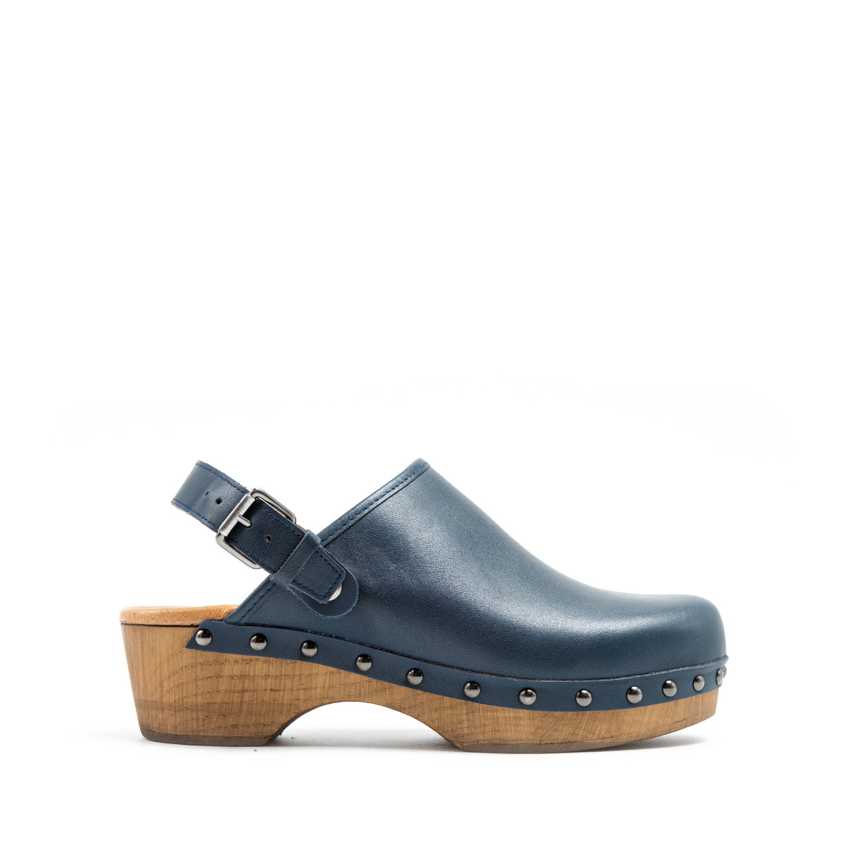 Bolonia Turn Leather Clog Navy Blue